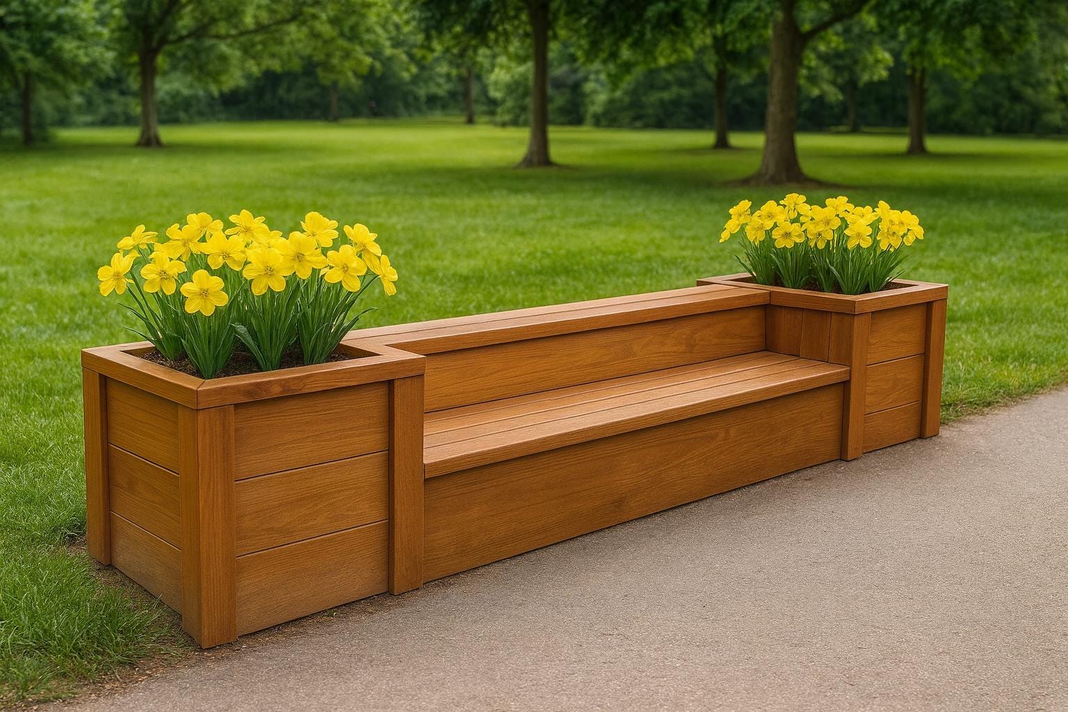 Planter Bench Plan – Outdoor DIY Woodworking PDF, Integrated Planters ...