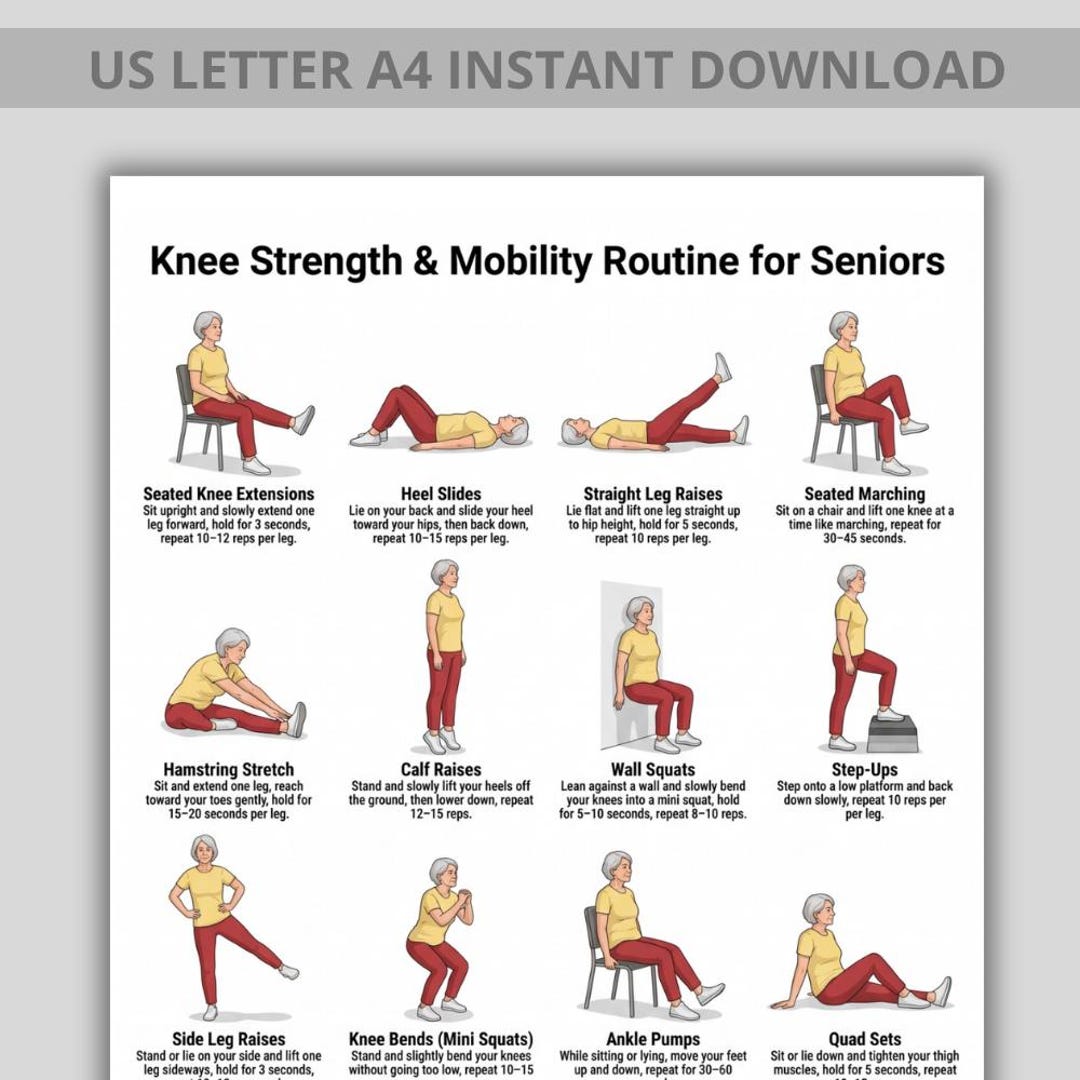 Knee Strength & Mobility Exercises for Seniors – Printable Chair ...