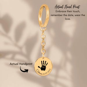Custom Baby Handprint Keychain - Engraved Name & Birth Date ...
