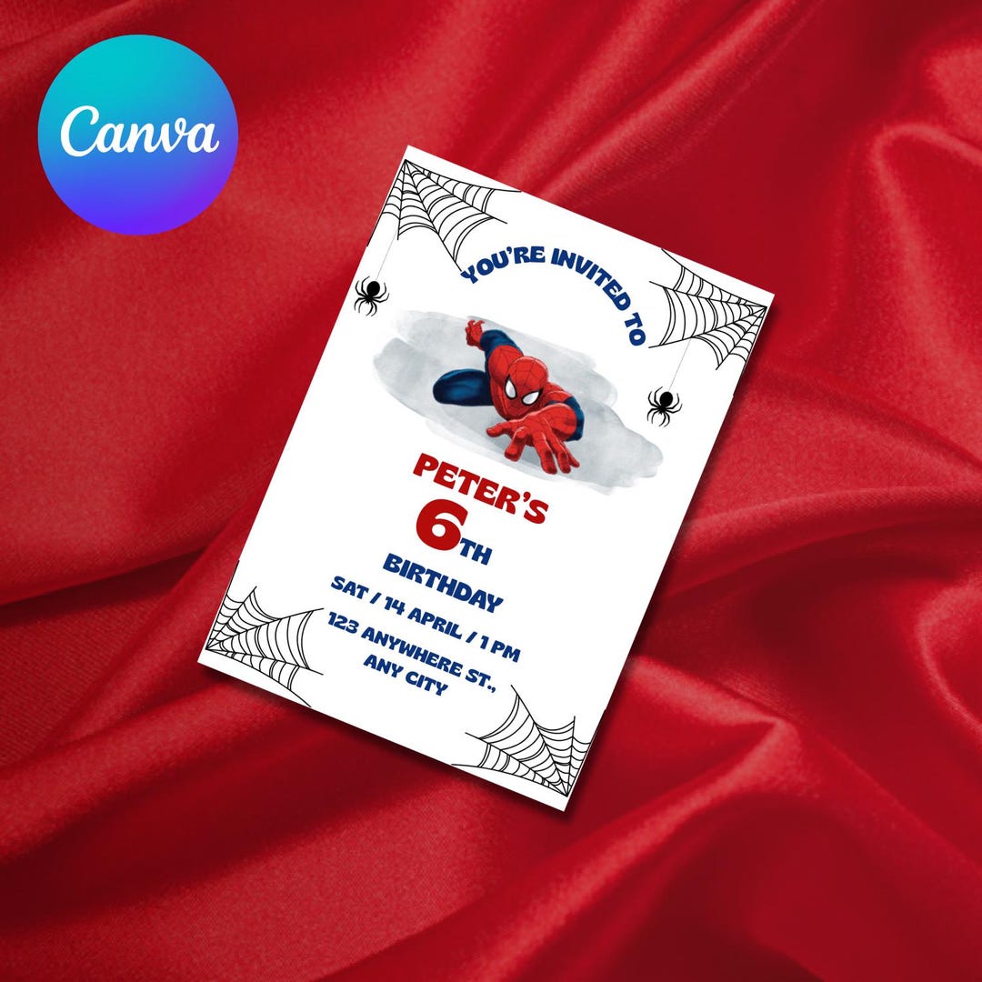 Editable Spiderman Birthday Party Invitation, Spiderman Birthday ...