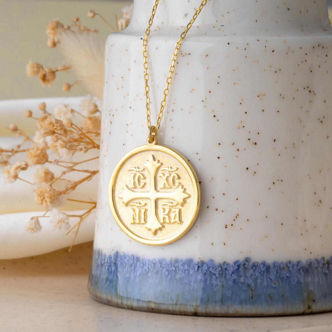 Orthodox Cross Necklace | 14K Gold | Byzantine IC XC Pendant ...