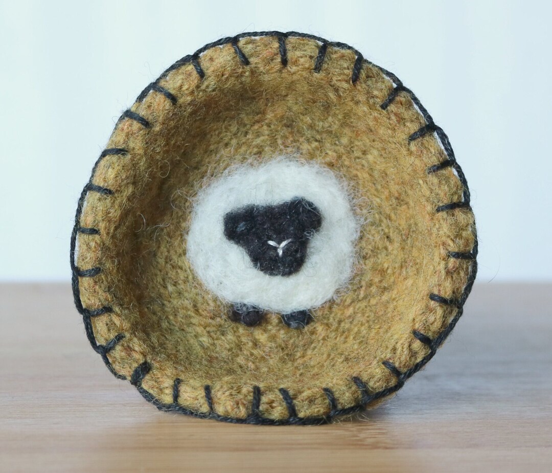 Mini Hand-knit & Felted Sheep Bowl Harvest Gold - Etsy
