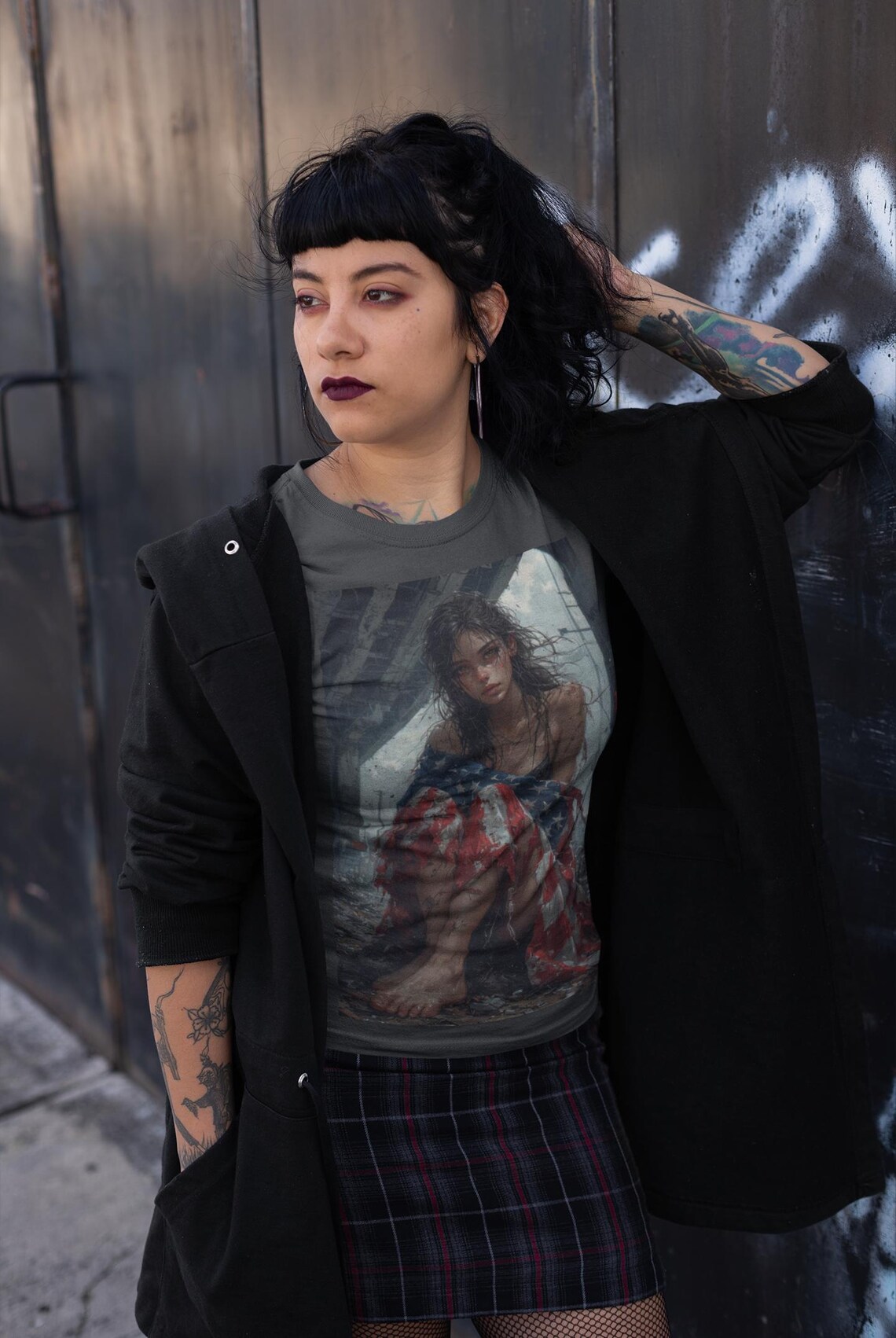 Post-apocalyptic Girl With Flag Art: Americana Digital Download - Etsy