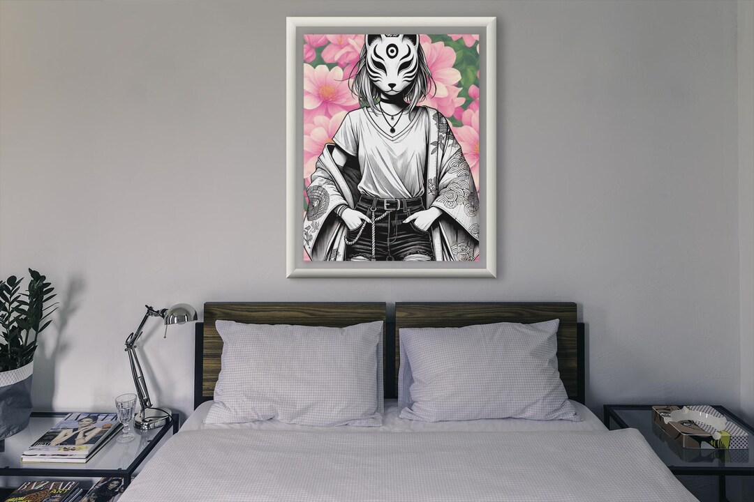 Kitsune Fox Mask Art Print: Anime Japanese Decor (digital Download) - Etsy