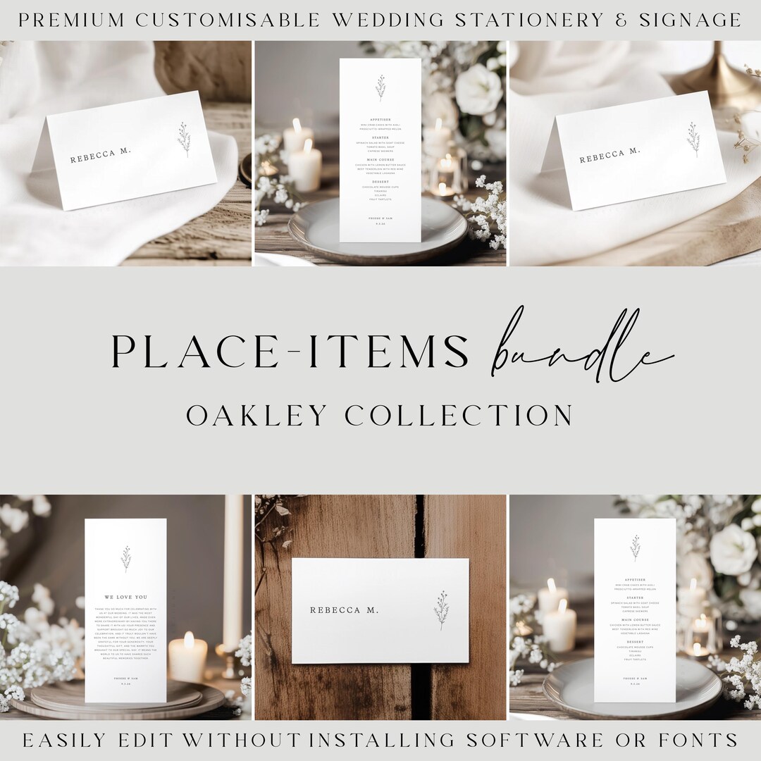 Place Items Bundle Set, Editable Canva Wedding Templates, Place Cards ...