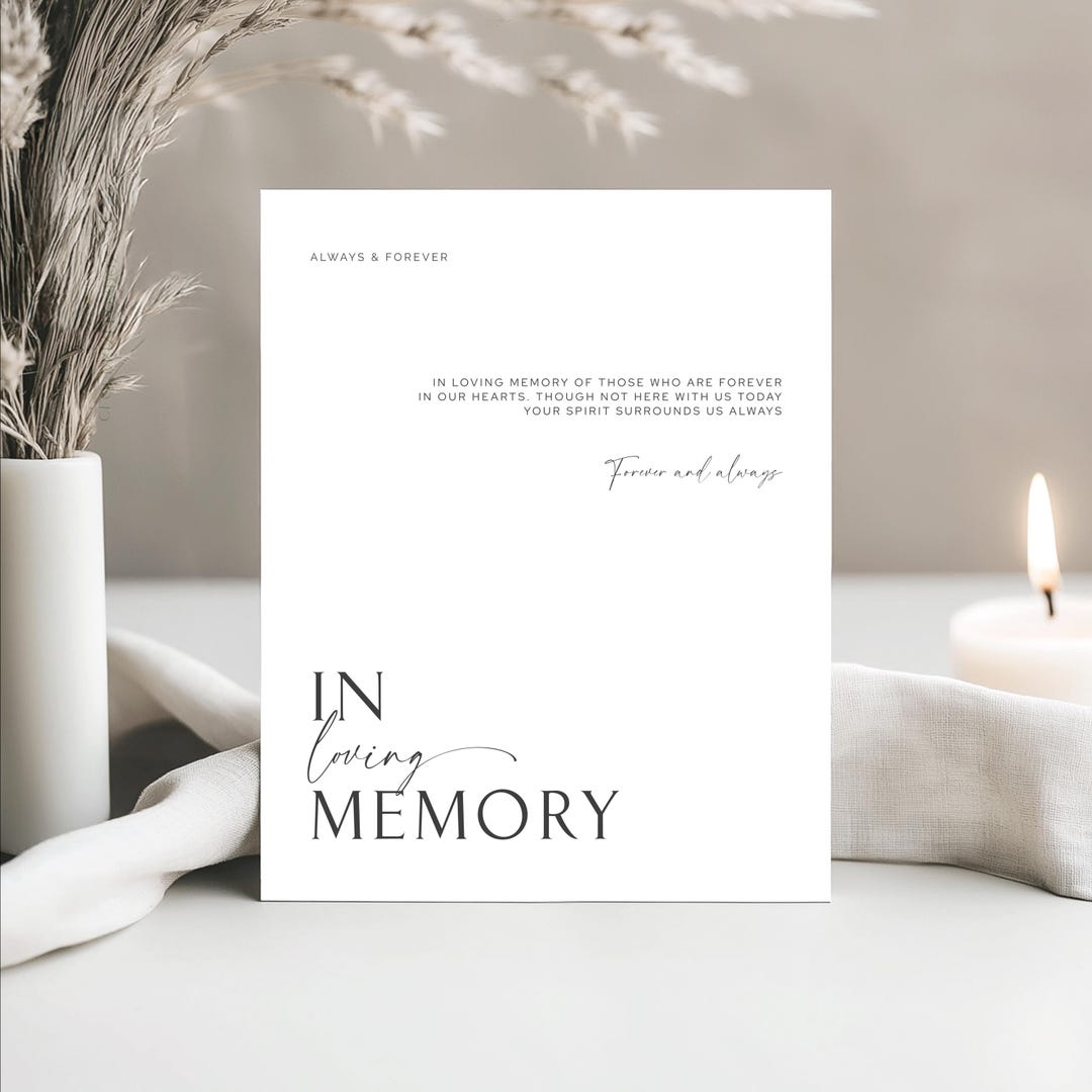 In Loving Memory Sign, Editable Canva Wedding Template, Memorial Table ...