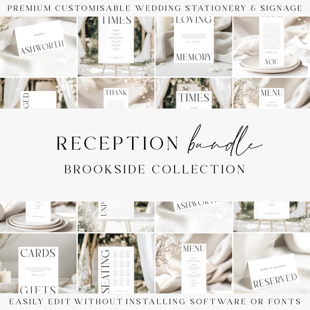 Reception Bundle Set, DIY Canva Wedding Templates Seating Plan Welcome ...