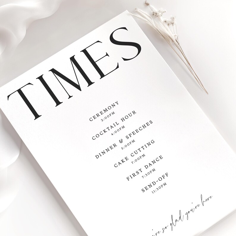 Timeline of Events Sign, Editable Wedding Canva Schedule Order Sign ...