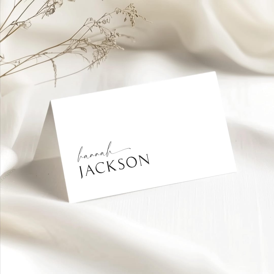 Place Card Sign, Editable Canva Wedding Template, Folded Custom Name ...