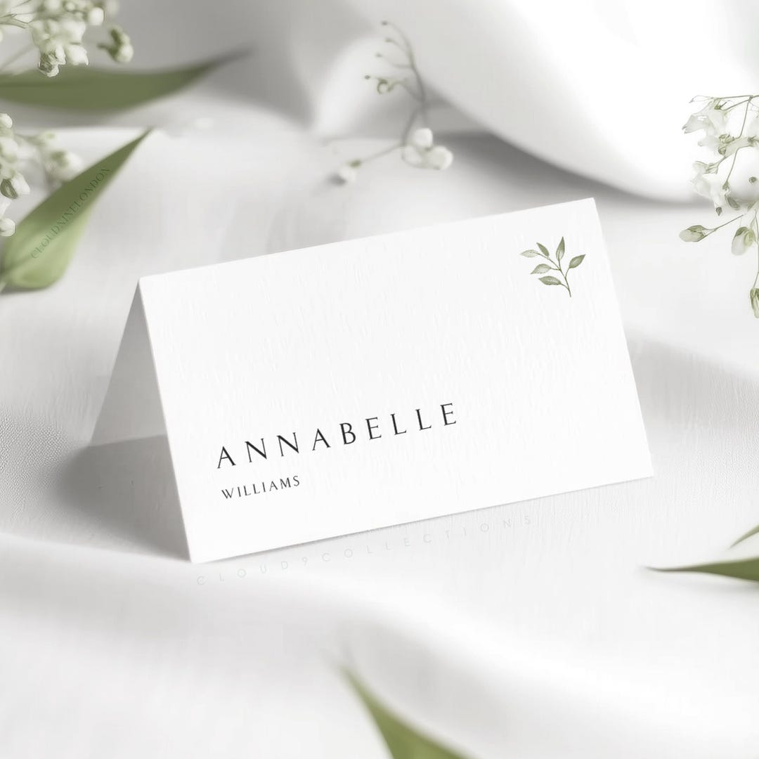 Place Card, Editable Canva Wedding Template, Folded Custom Name Card ...