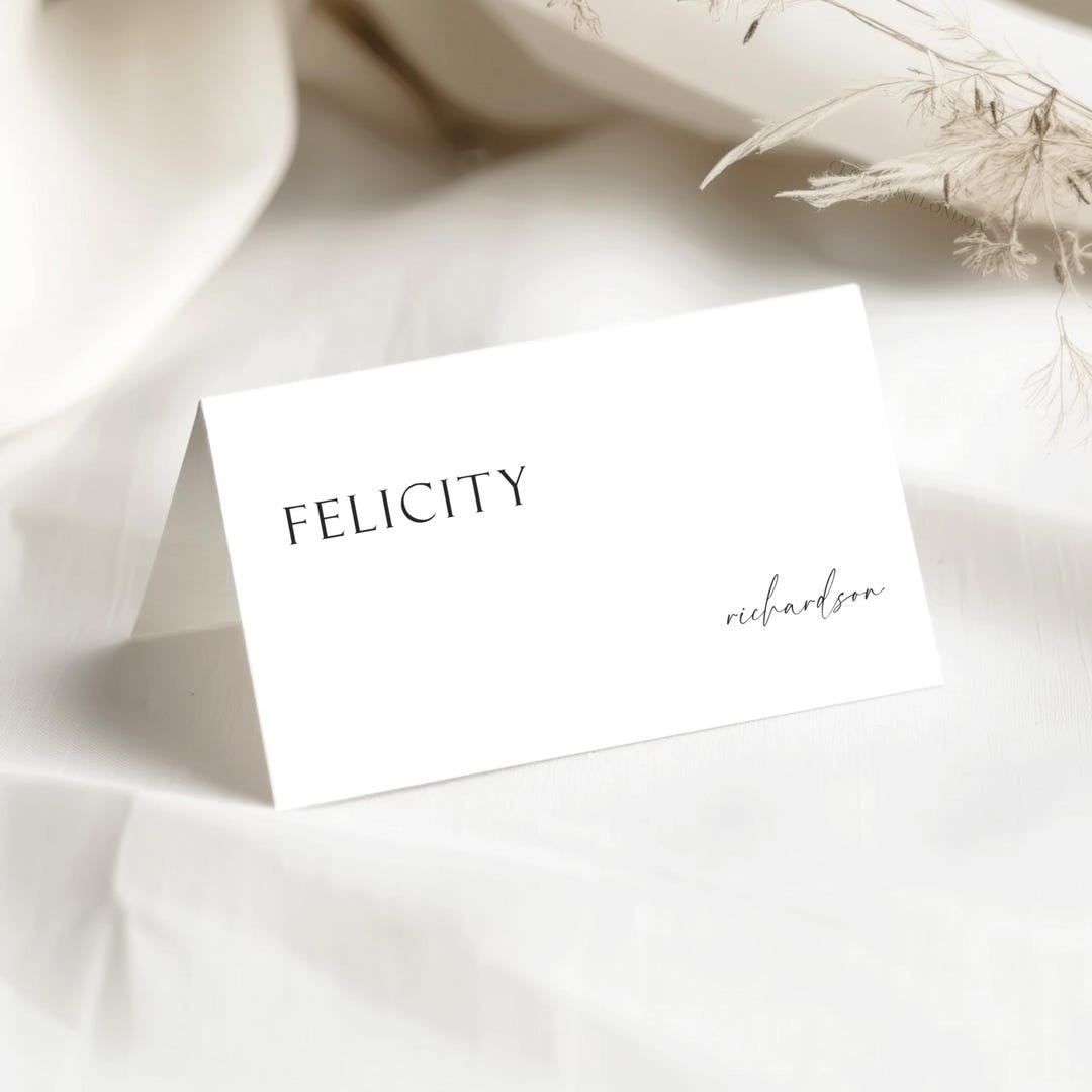 Place Card Sign, Editable Canva Wedding Template, Folded Custom Name ...