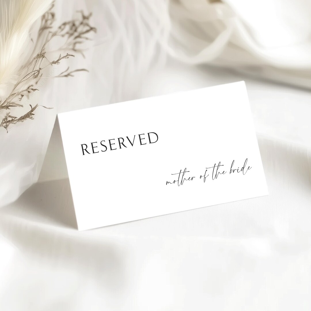 Reserved Card, Editable Canva Wedding Template, Custom Table Name Sign ...