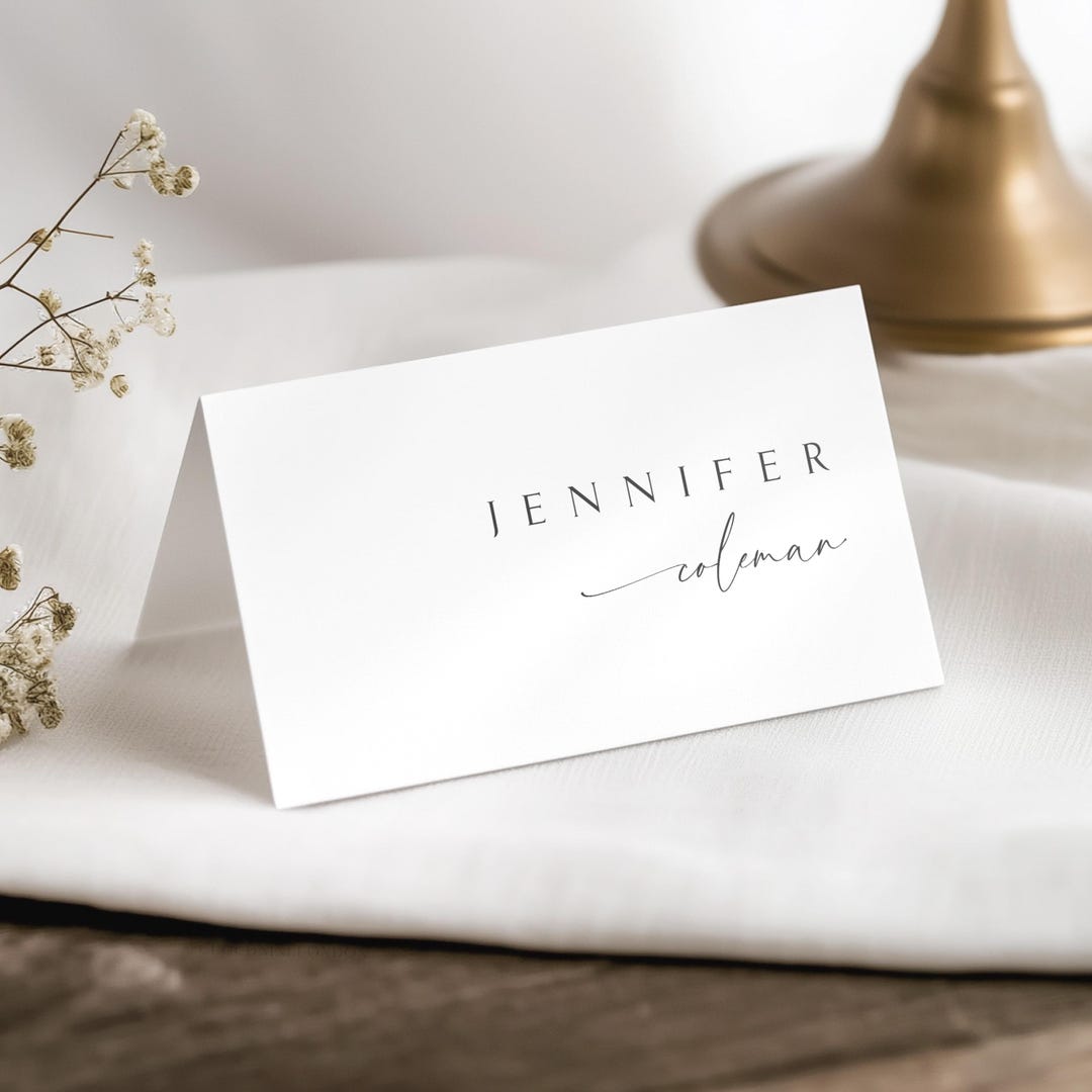 Place Card, Editable Canva Wedding Template, Folded Custom Name Card ...
