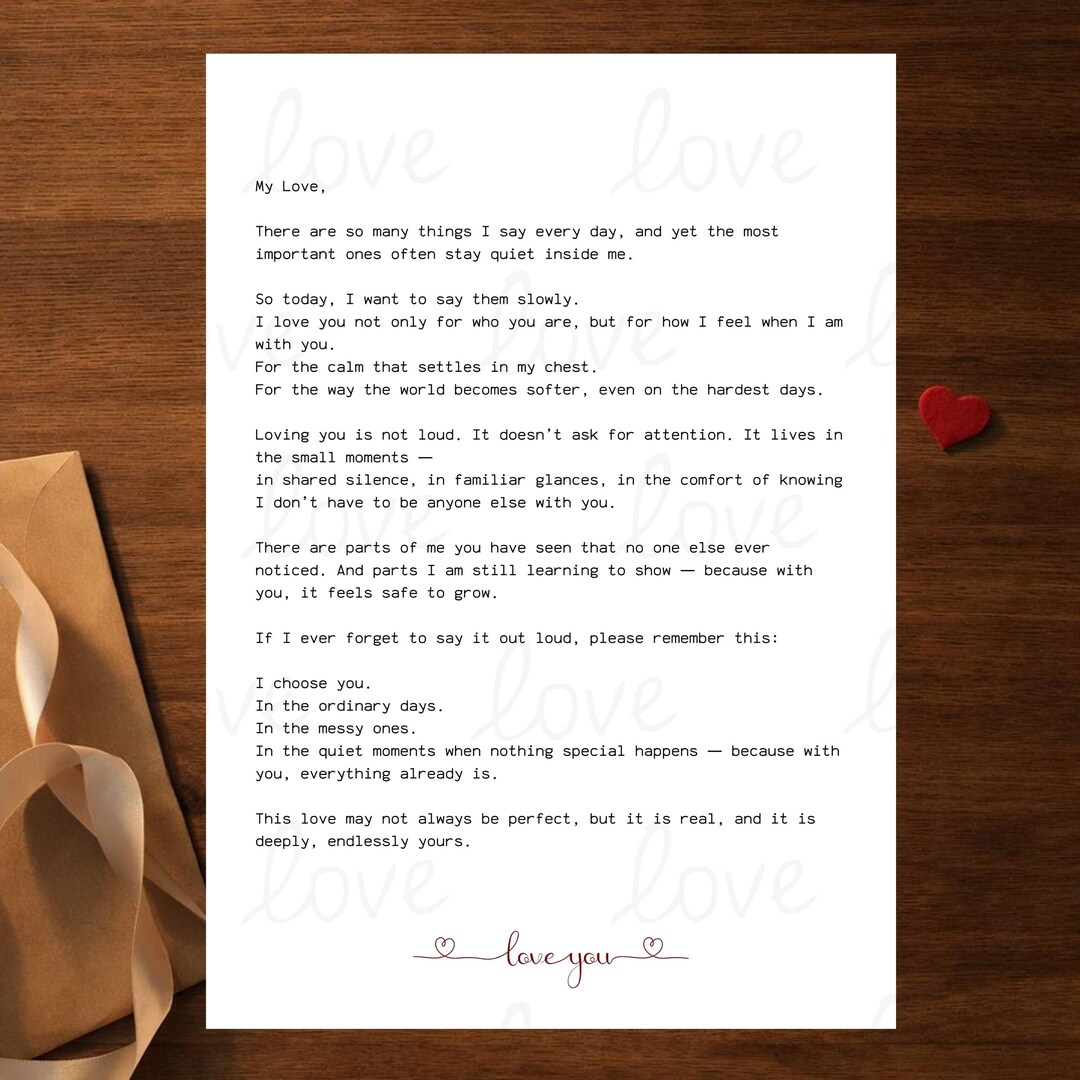 Valentine’s Day Love Letter Printable | Romantic Letter for Him or Her ...