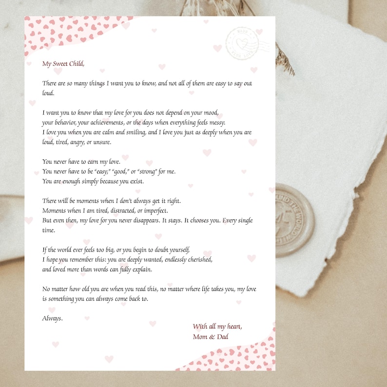 A Letter From Parents to Their Child | Editable Canva Template ...