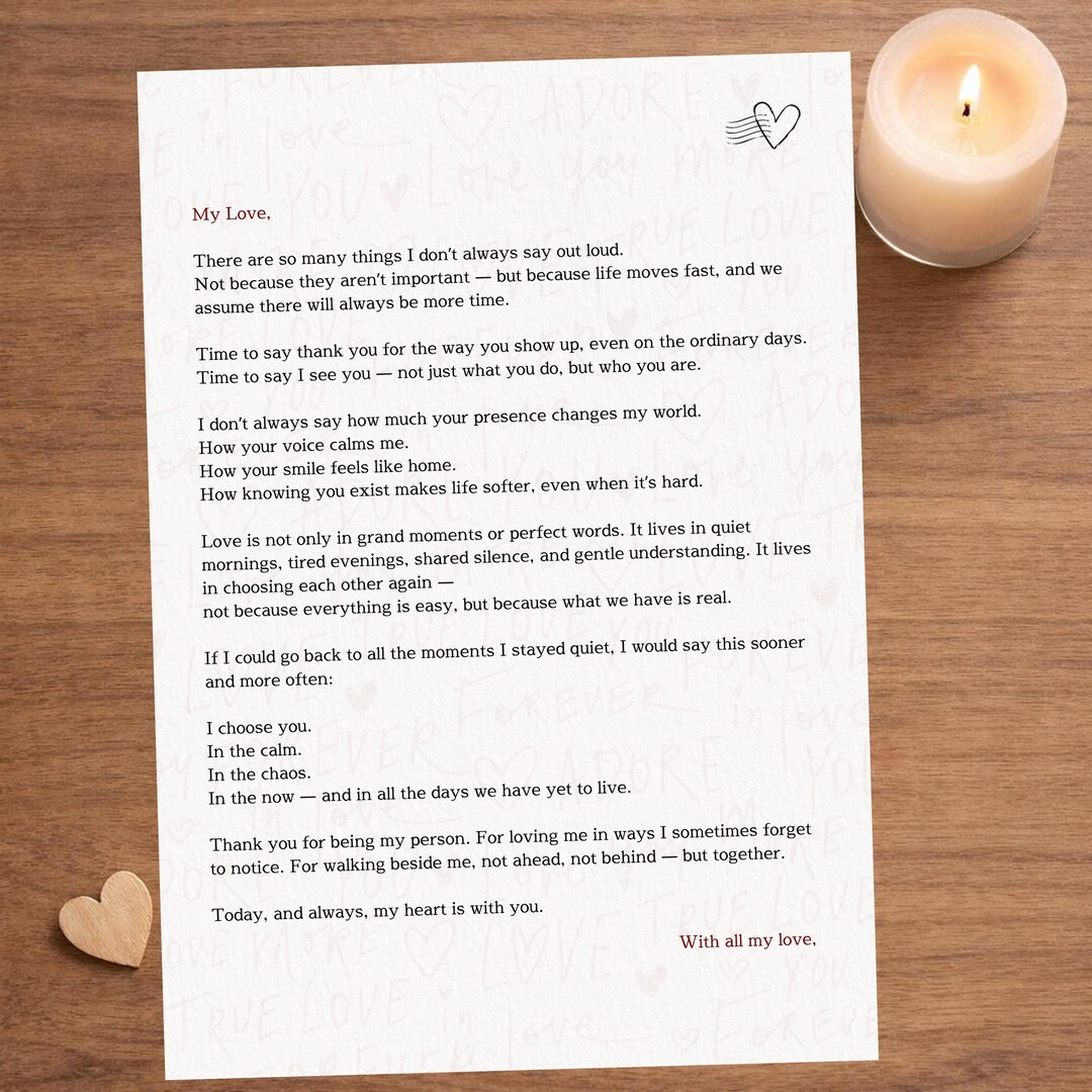 Romantic Love Letter Printable | Editable Canva Template | Emotional ...