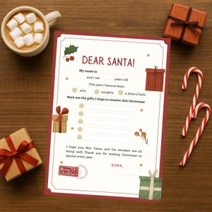 Letter to Santa Editable, Printable Santa Wish List Letters, Christmas ...