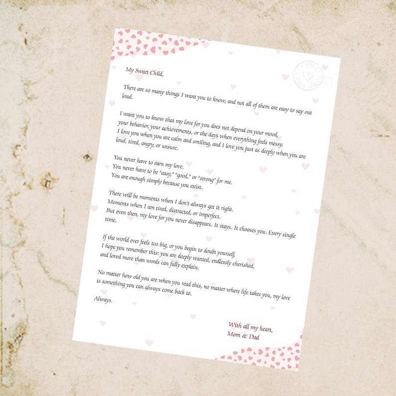 A Letter From Parents to Their Child | Editable Canva Template ...