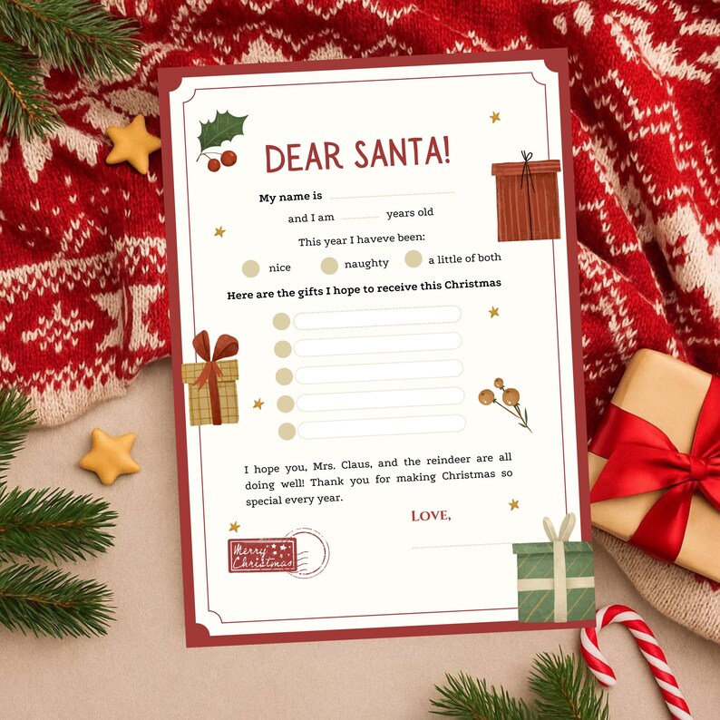 Letter to Santa Editable, Printable Santa Wish List Letters, Christmas ...