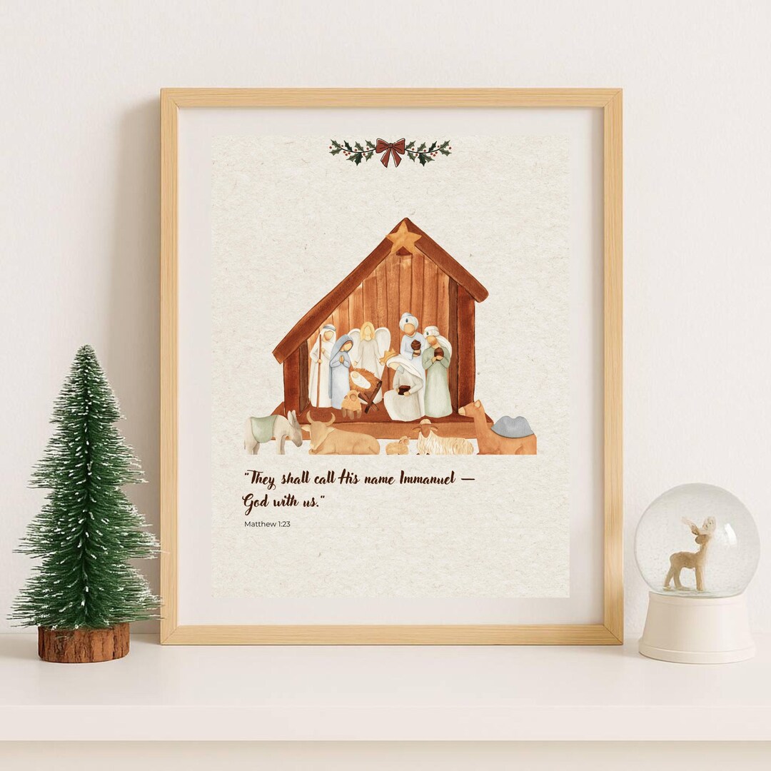 Immanuel God With Us Christmas Bible Verse Print, Nativity Wall Art ...