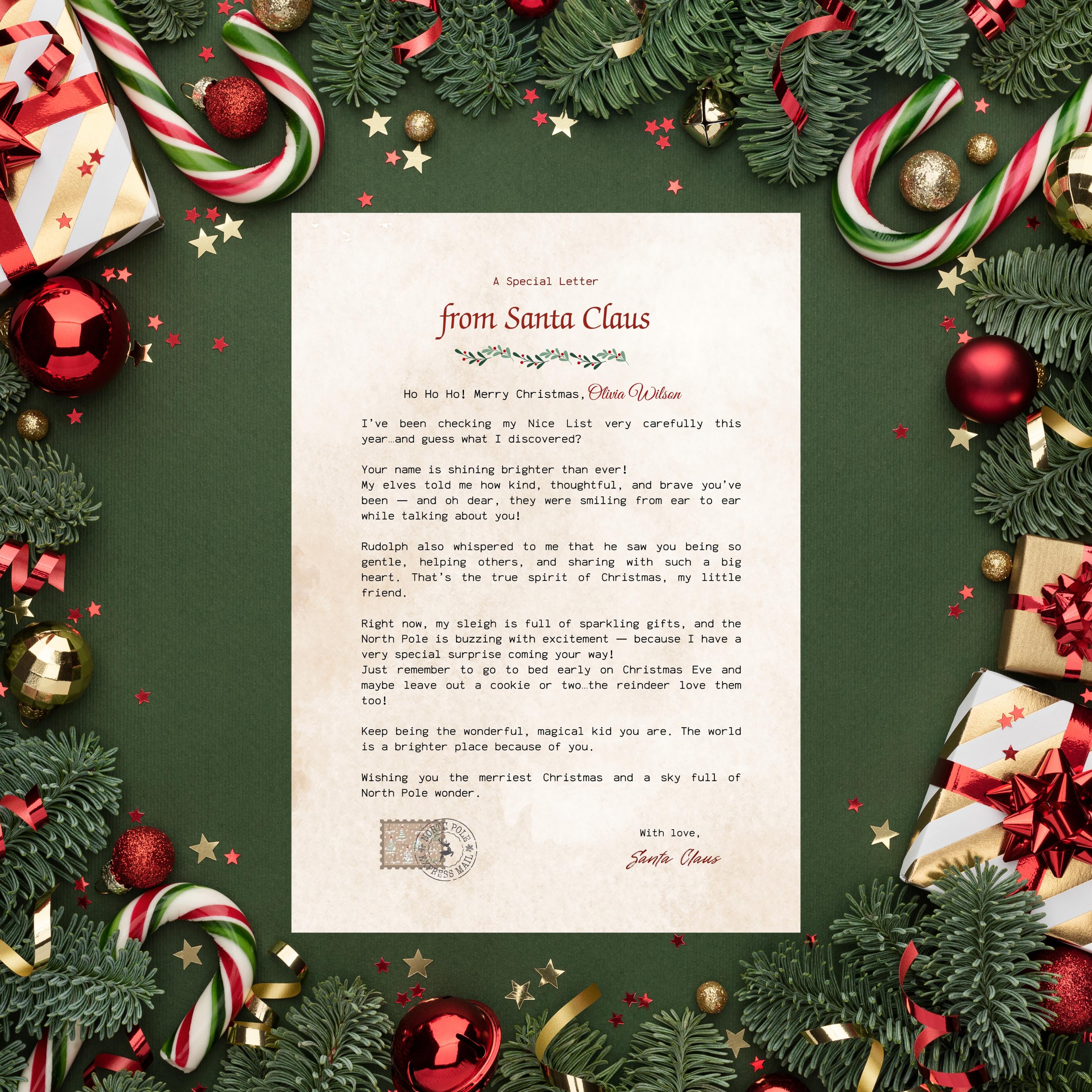 Editable Santa Letter Template | Christmas Letter From Santa | Kids ...