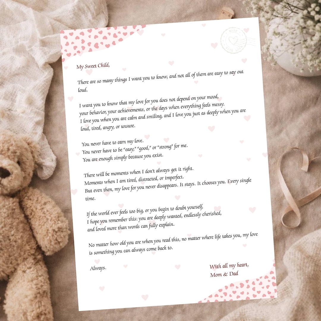A Letter From Parents to Their Child | Editable Canva Template ...