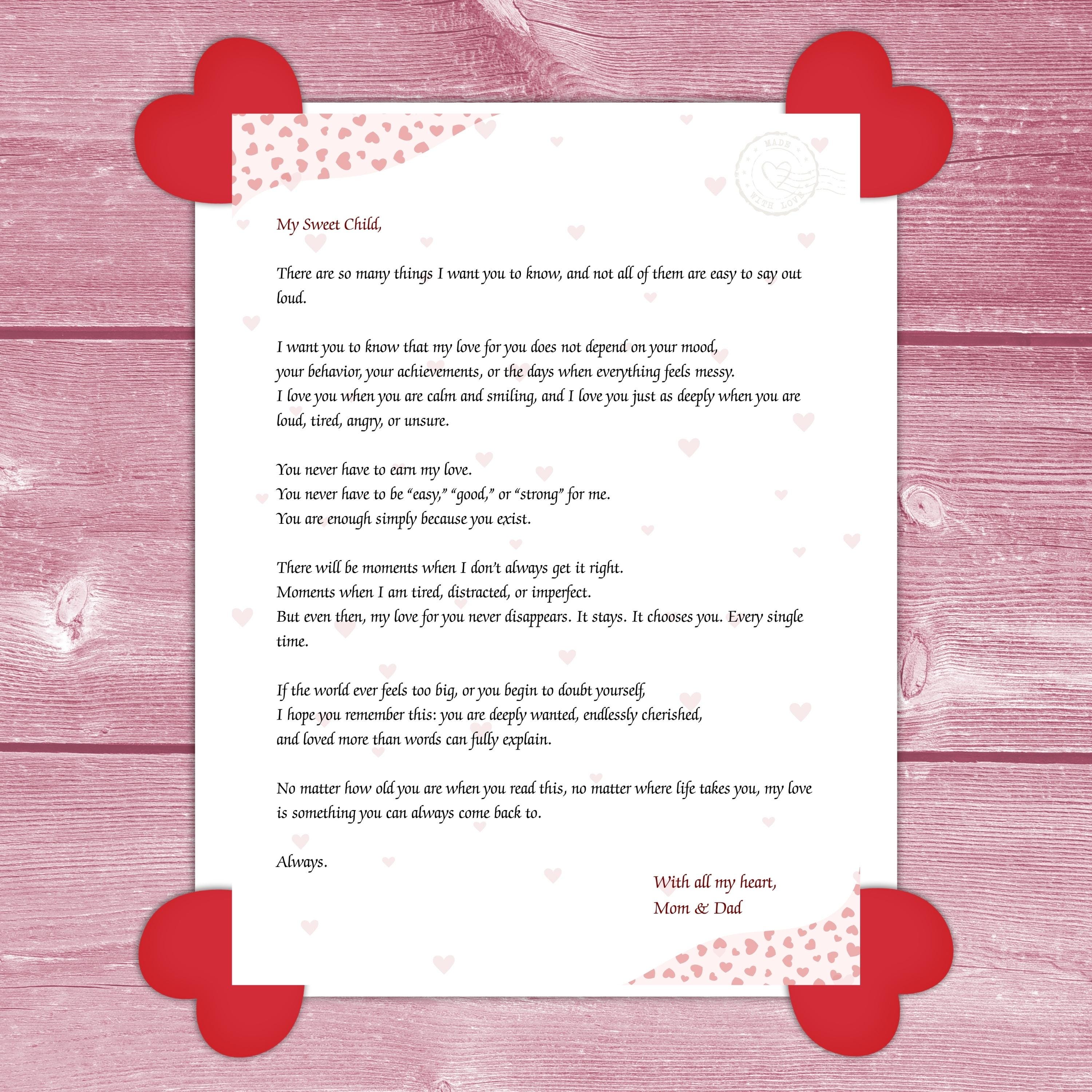 A Letter From Parents to Their Child | Editable Canva Template ...