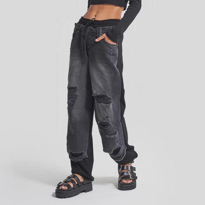 Black Elastic Denim - Etsy