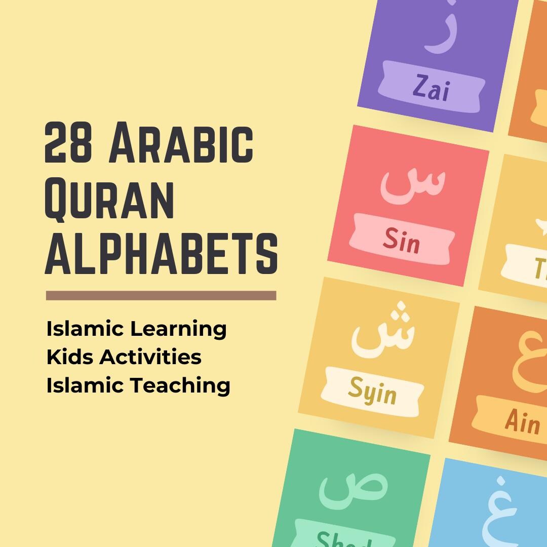 Digital Arabic Alphabet Flashcards – 28 Quran Letters With ...
