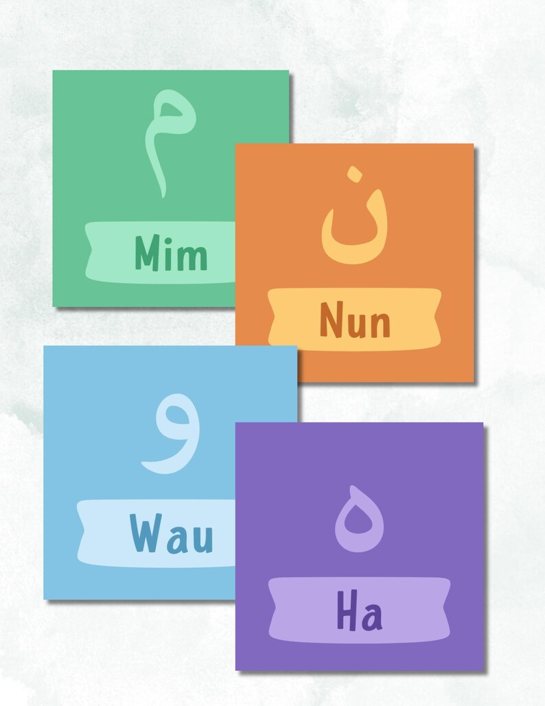 Digital Arabic Alphabet Flashcards – 28 Quran Letters With ...