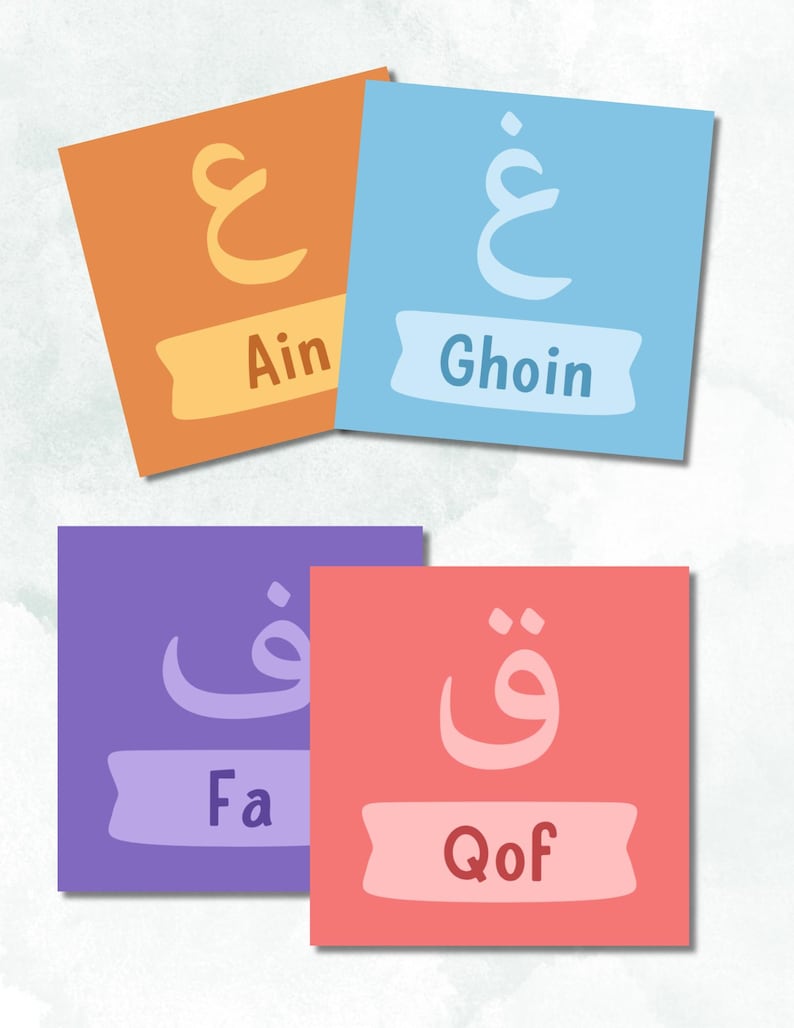 Digital Arabic Alphabet Flashcards – 28 Quran Letters With ...