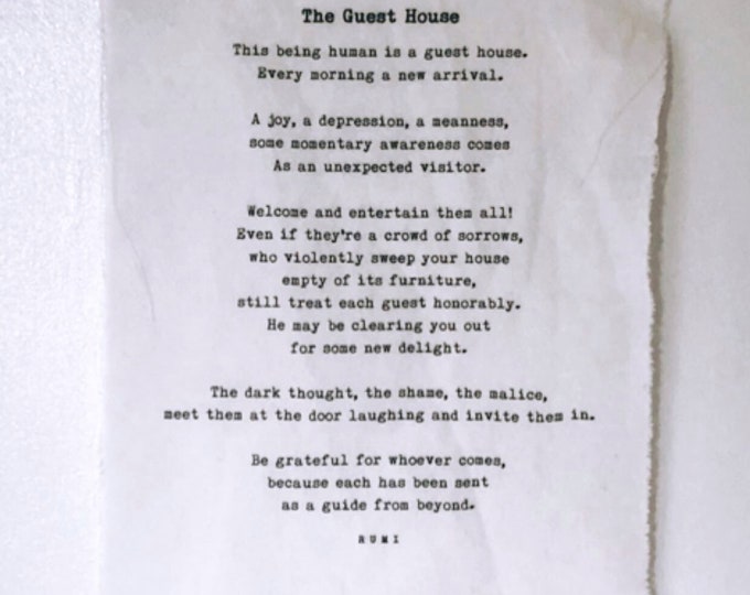 The Guest House Full Poem by RUMI - Etsy