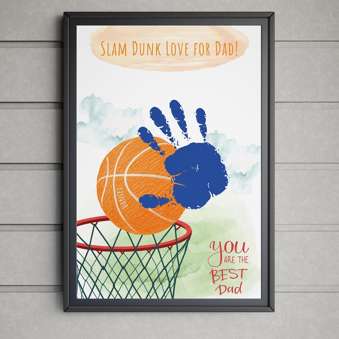 Personalized Basketball Handprint Art – Father’s Day Gift From Kids ...
