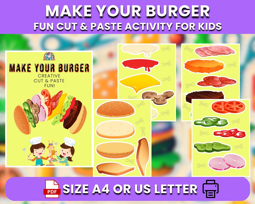 Make Your Burger – Fun Cut & Paste Activity for Kids | DIY Printable ...