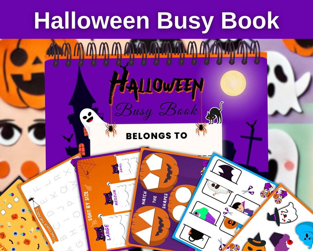 Halloween Busy Book - 26 Pages Printable Activity Book for Kids | Cut ...