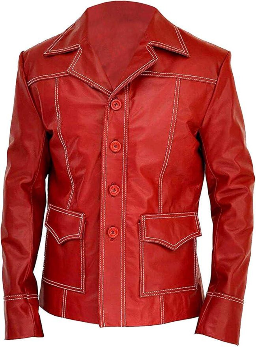 Handmade New Men's Fight Club Style Genuine Leather Jacket Brad Tyler ...
