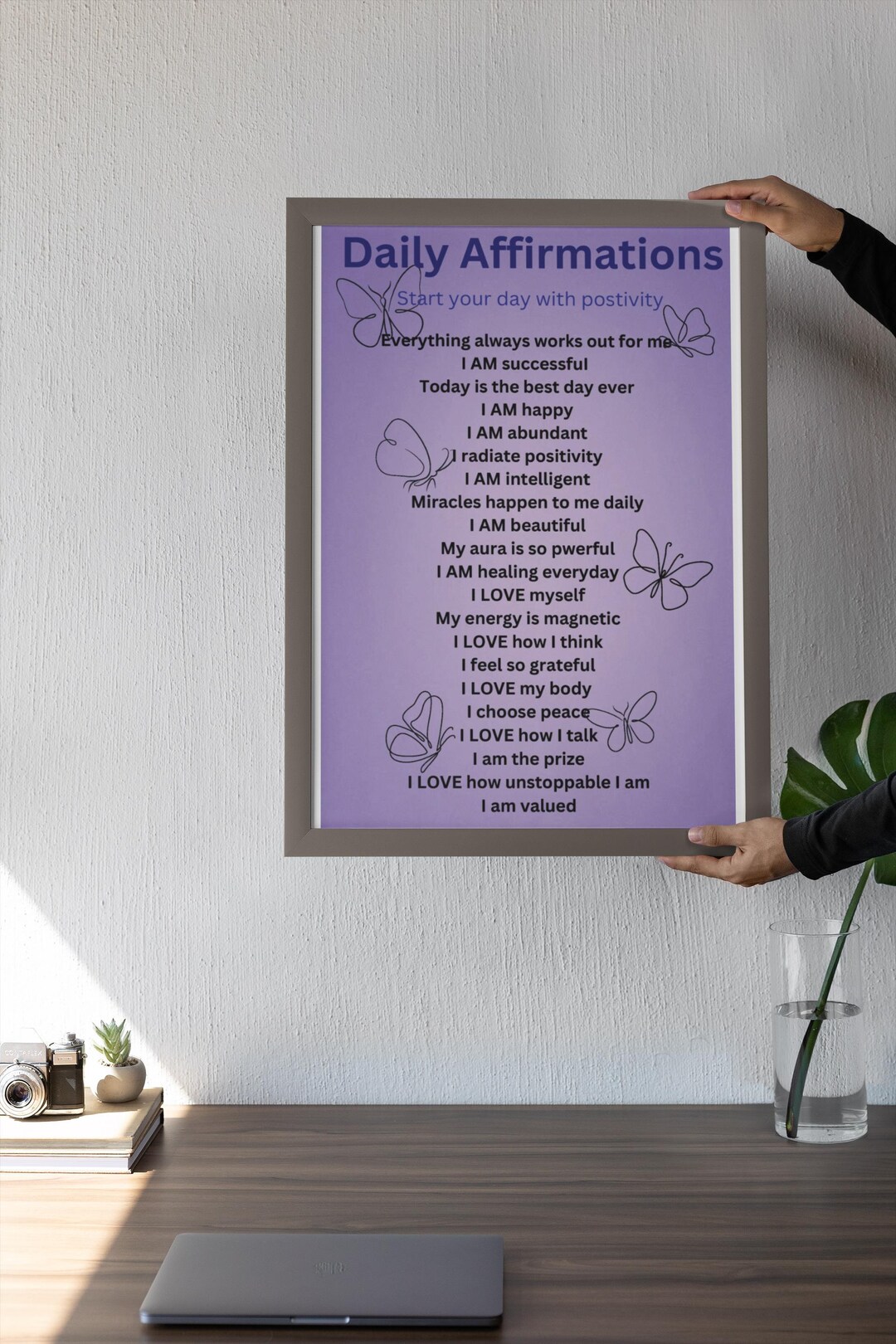 Daily Affirmations Print, Printable Wall Art for Therapy Office/bedroom, Positive Daily Reminder ...