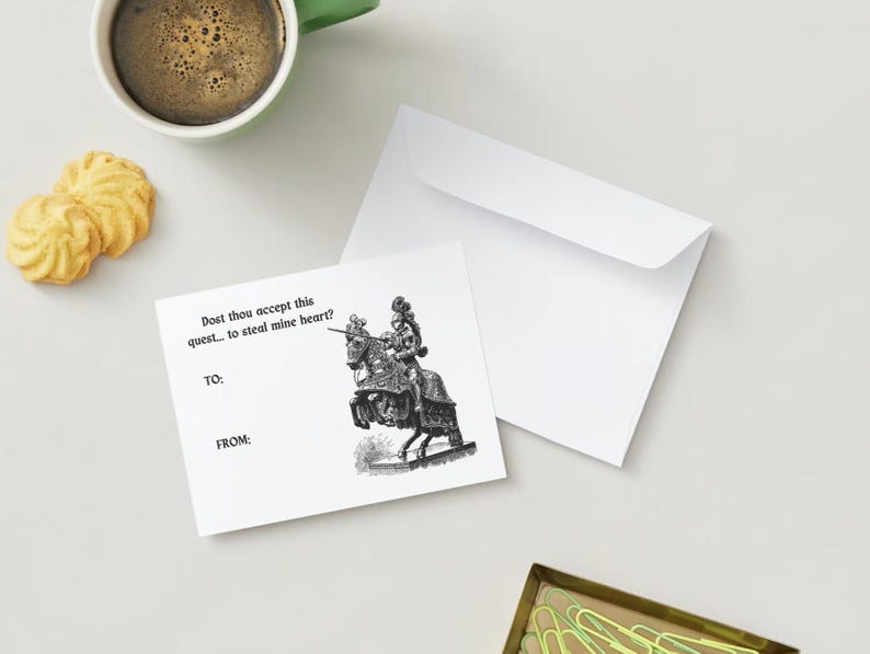 Medieval Valentine's Day Cards | Printable | Funny Knight Valentines ...