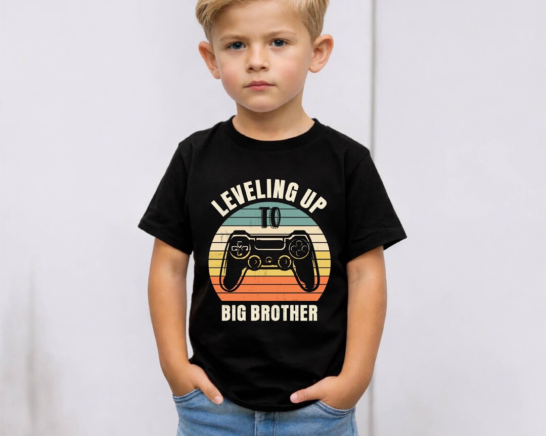 Leveled up to Big Brother T Shirt,gamer Big Brother Announcement Shirt ...