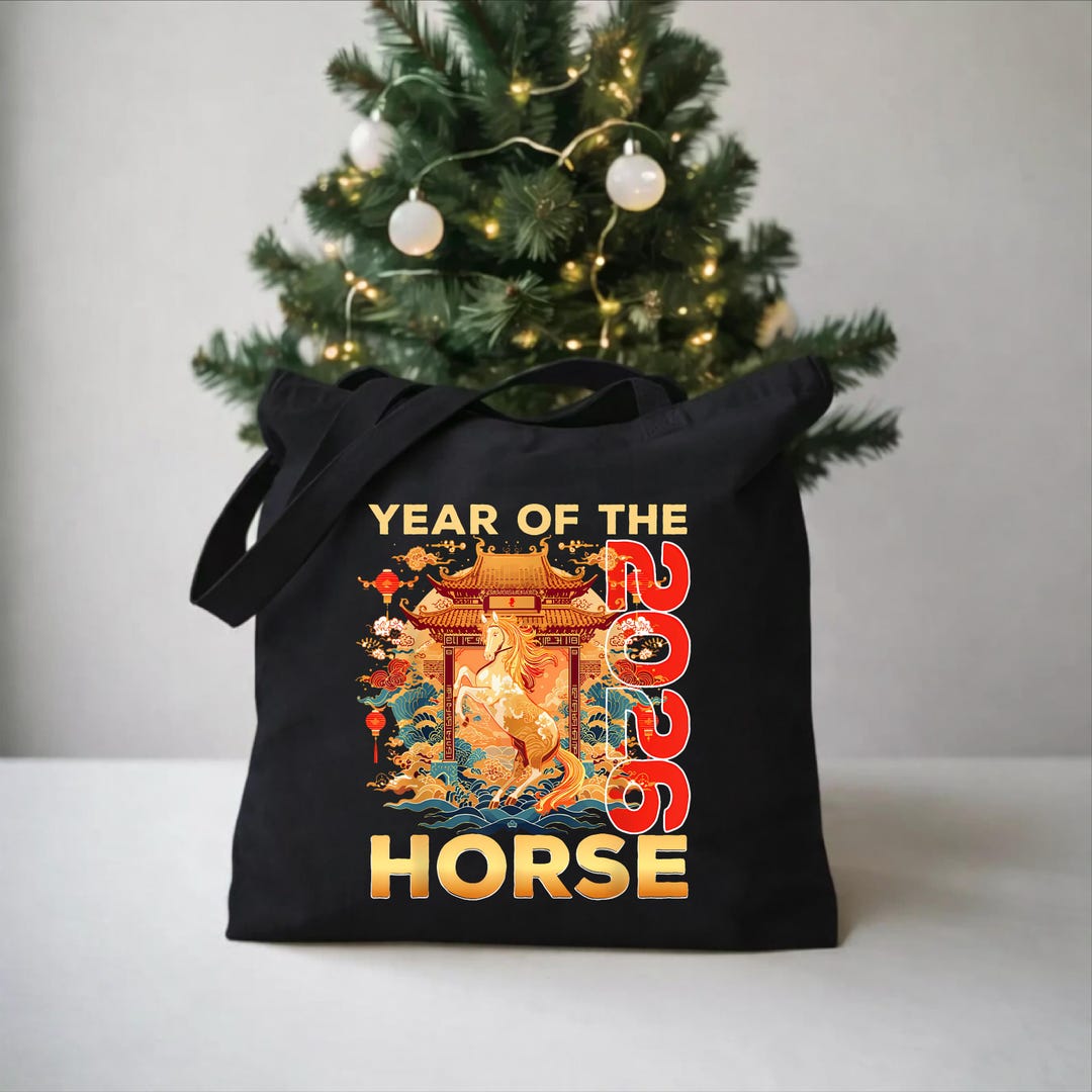 Year of Horse 2026 Tote Bags,new Year Cotton Tote Bag, Chinese Zodiac ...