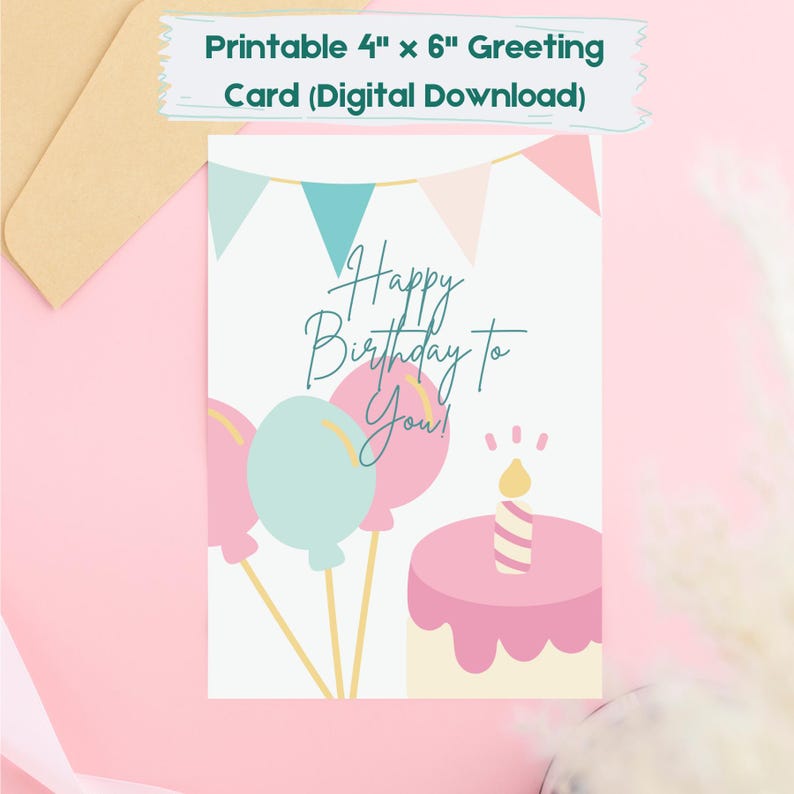 Happy Birthday Printable Greeting Card - Etsy
