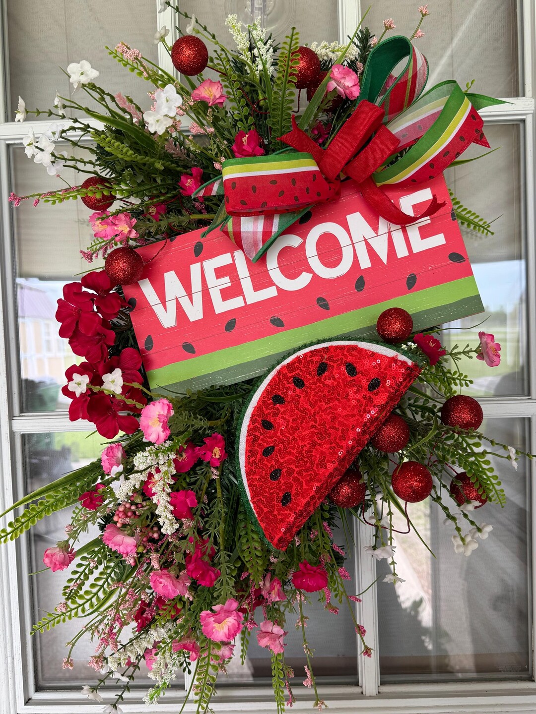 Sweet Watermelon Summertime Swag Wreath - Etsy