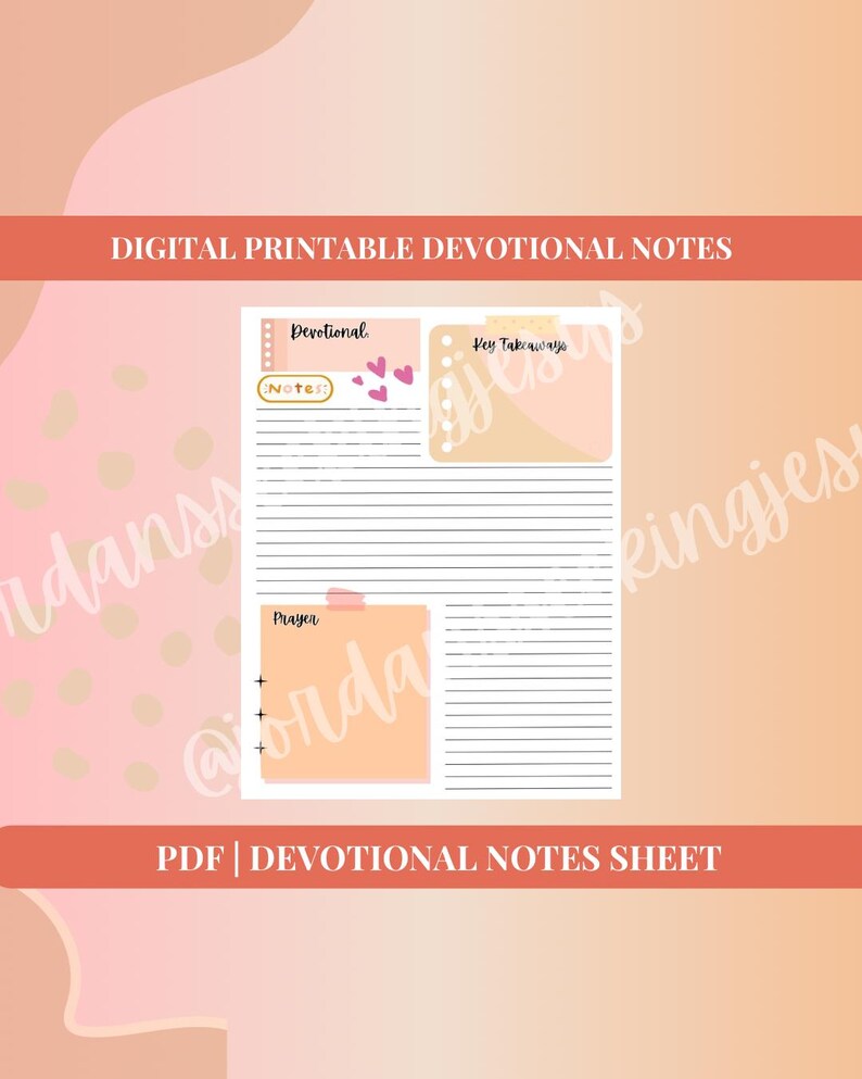 Devotional Notes Page | PDF Printable Digital Notes - Etsy
