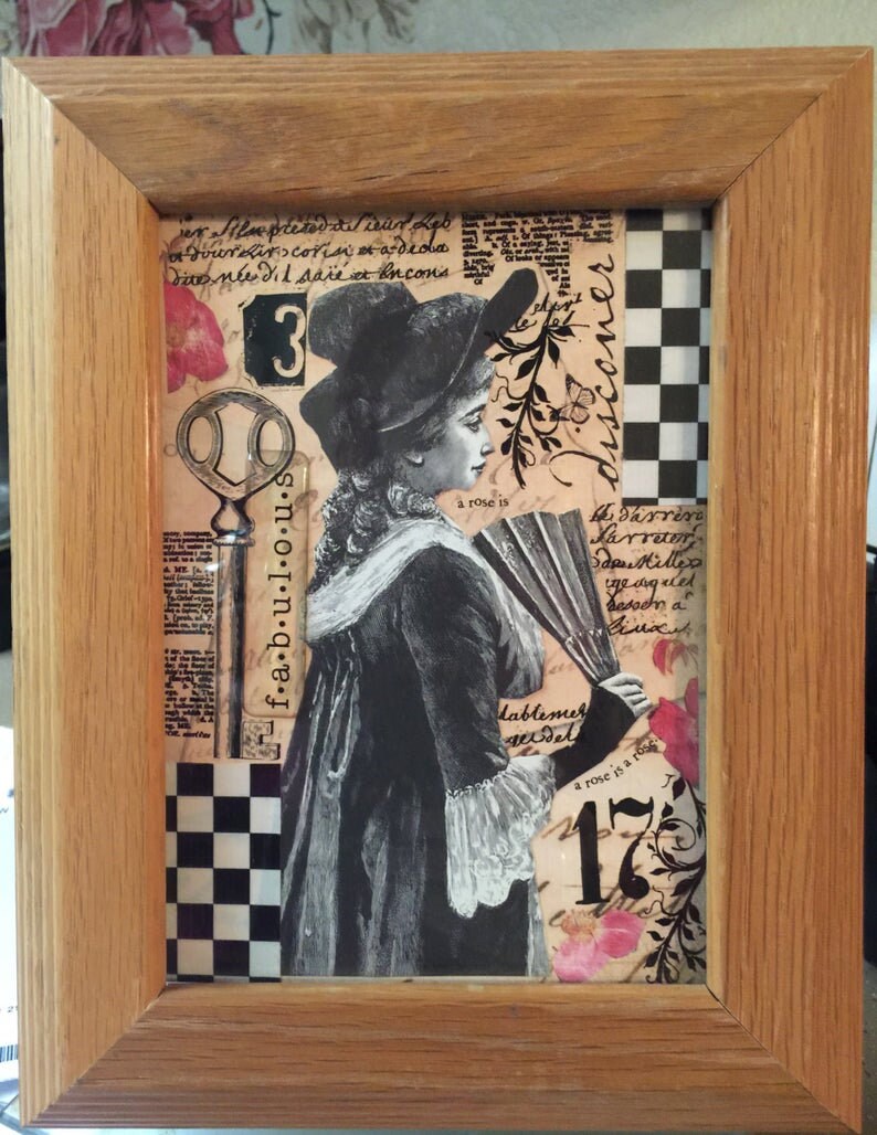 Garden Party an Original Mixed Media Framed Collage Original Victorian ...