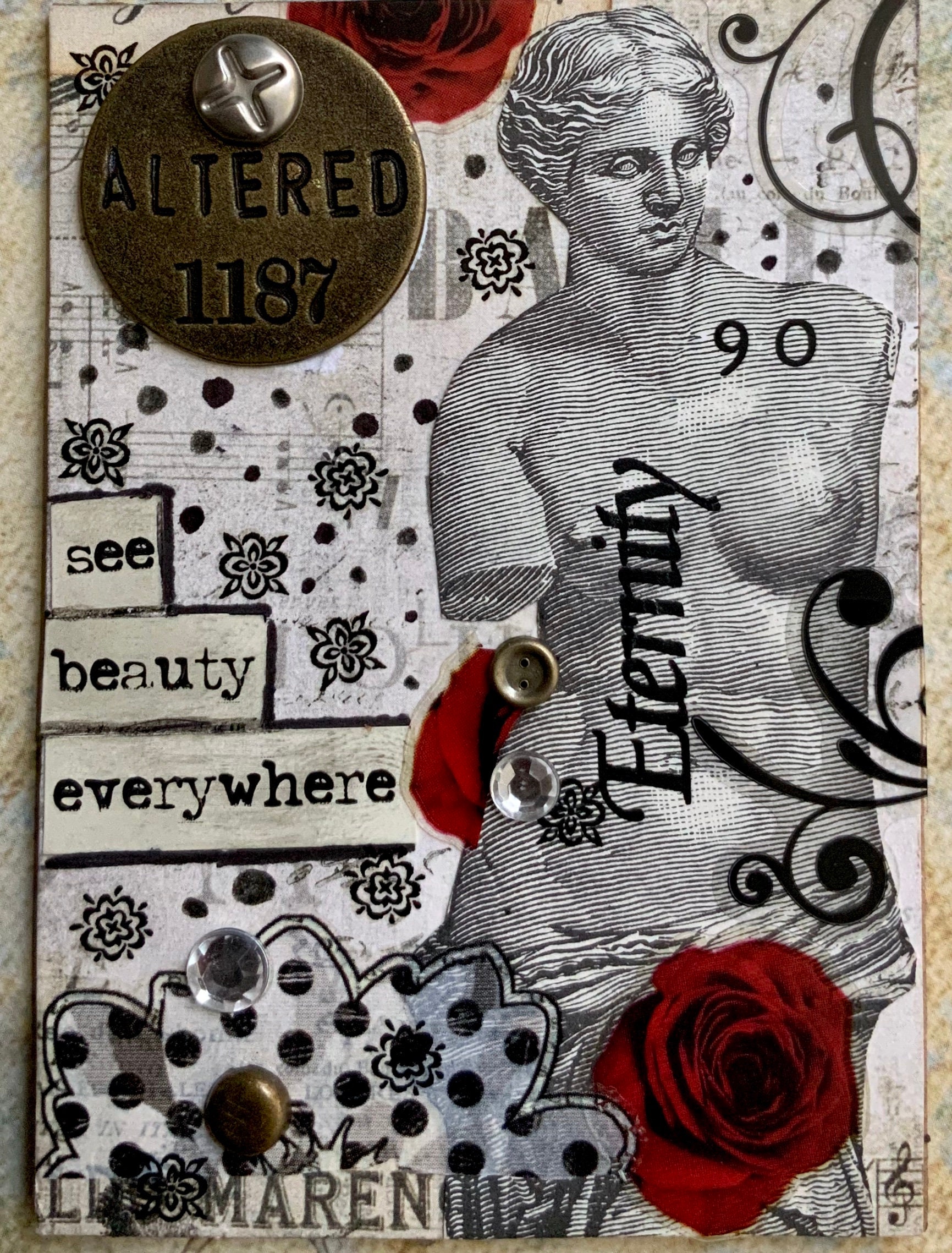Altered Art Card ACEO Originals by Alteredhead ETSY Statue ETERNITY Art ...