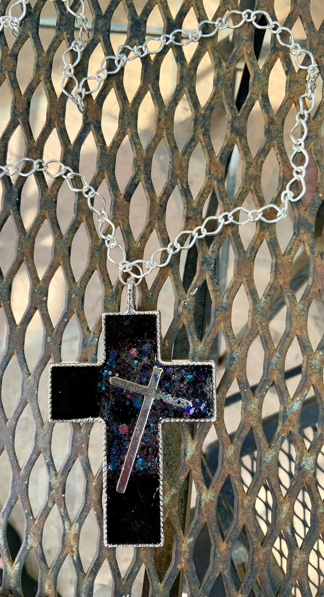 Quoth the Raven Black Cross Pendant Necklace Large 2 X 3 Resin Cross ...