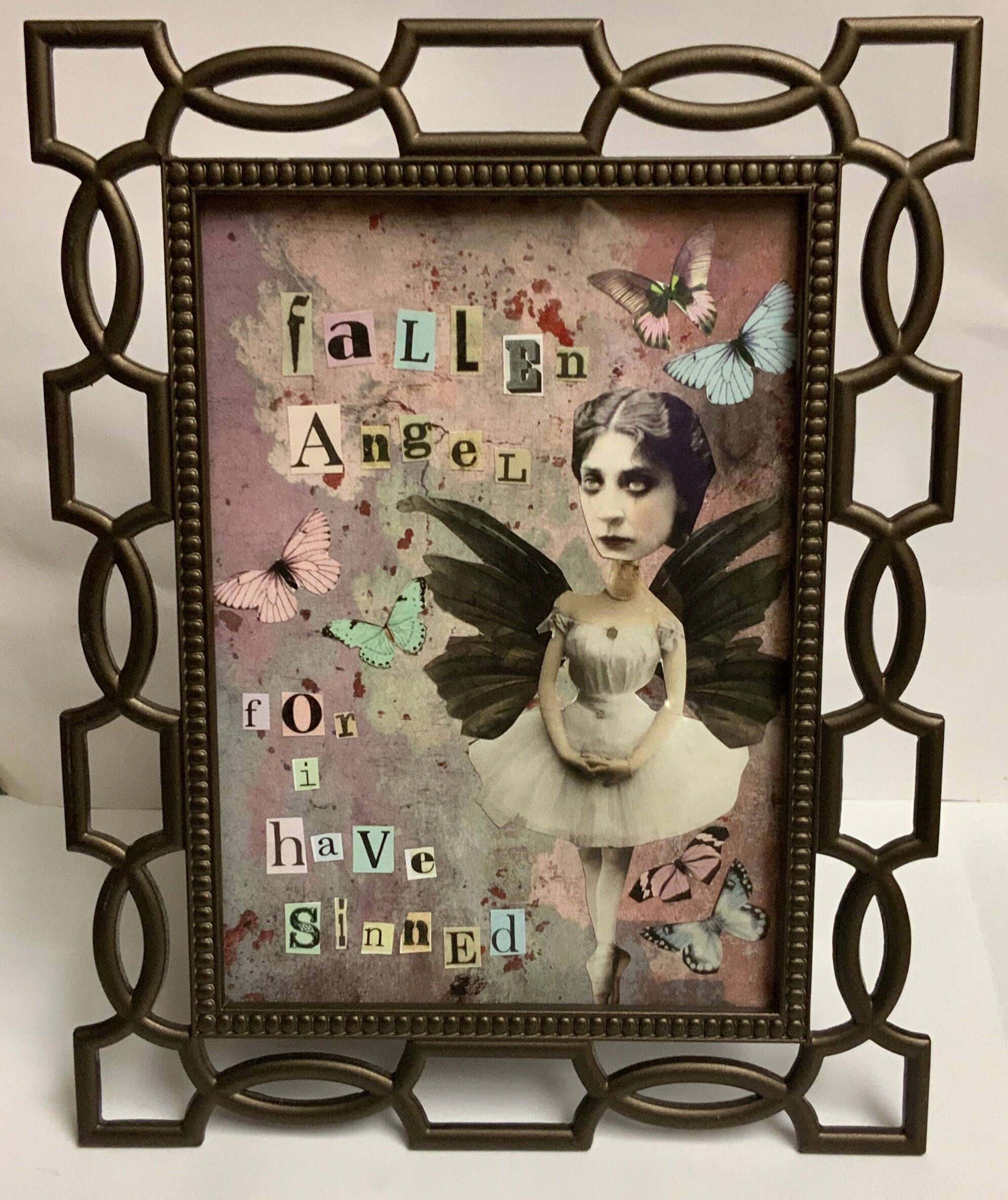 Fallen Angel Framed Art, Ransom Note ART Assemblage Art Alteredhead on ...
