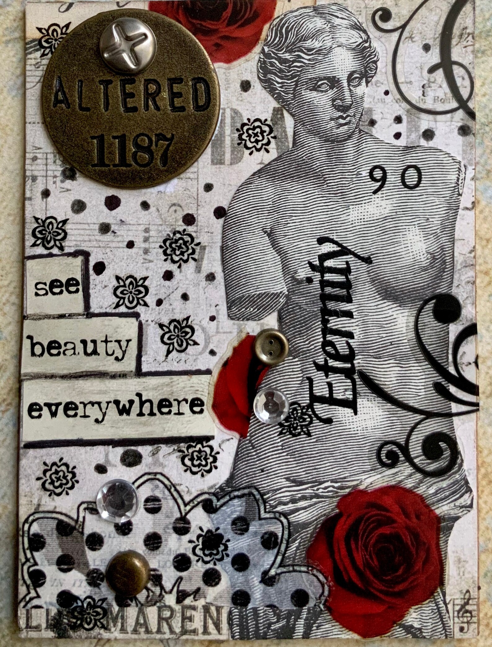 Altered Art Card ACEO Originals by Alteredhead ETSY Statue ETERNITY Art ...