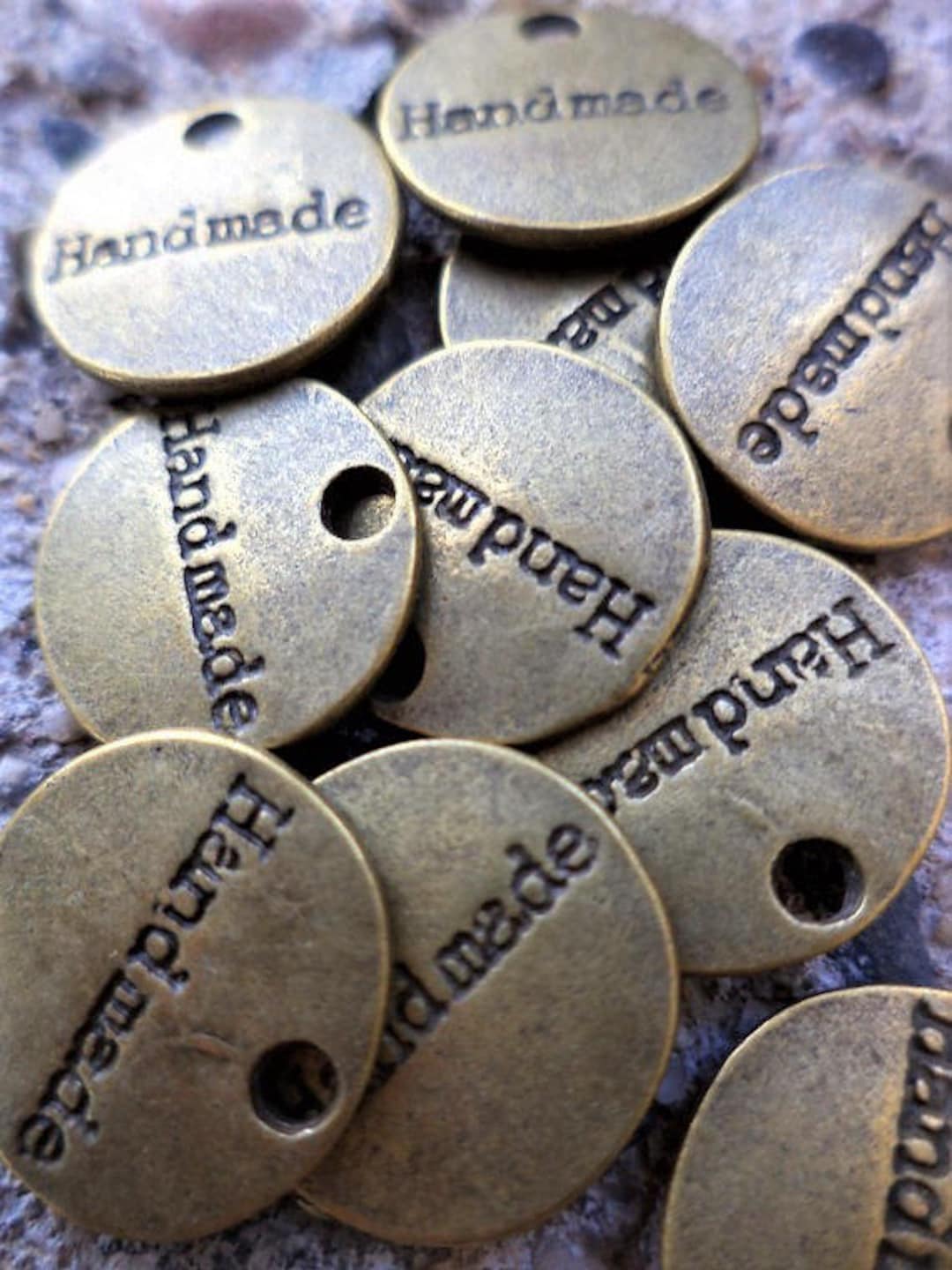 Round Handmade Metal Charms, Personalization Tags , Metal Tags Stamped ...