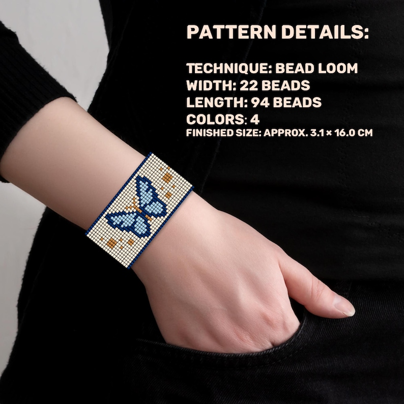 Blue Butterfly Loom Bead Pattern, Miyuki Delica Loom Bracelet Pattern ...